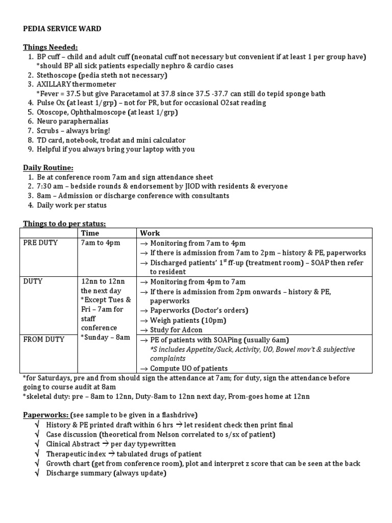 Pedia Service Ward | PDF | Health Sciences | Medicine