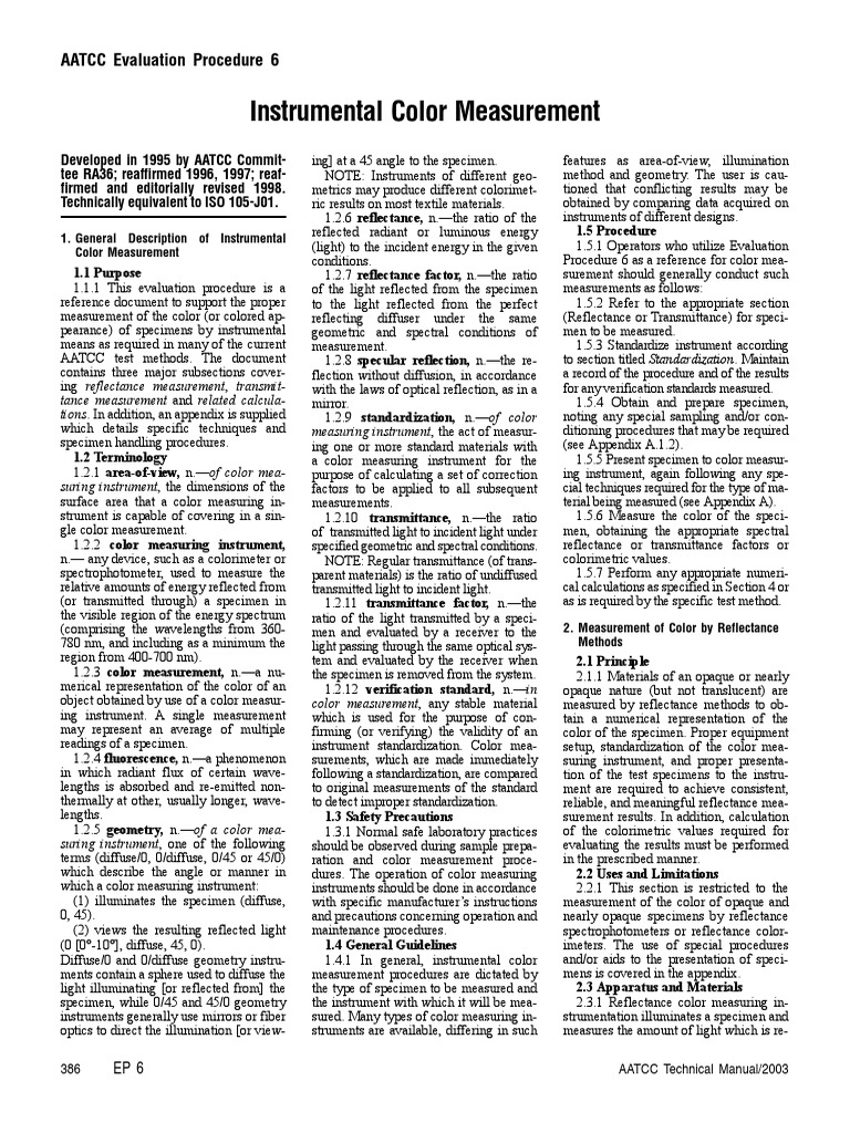 Aatcc Ep6 | PDF | Spectrophotometry | Color