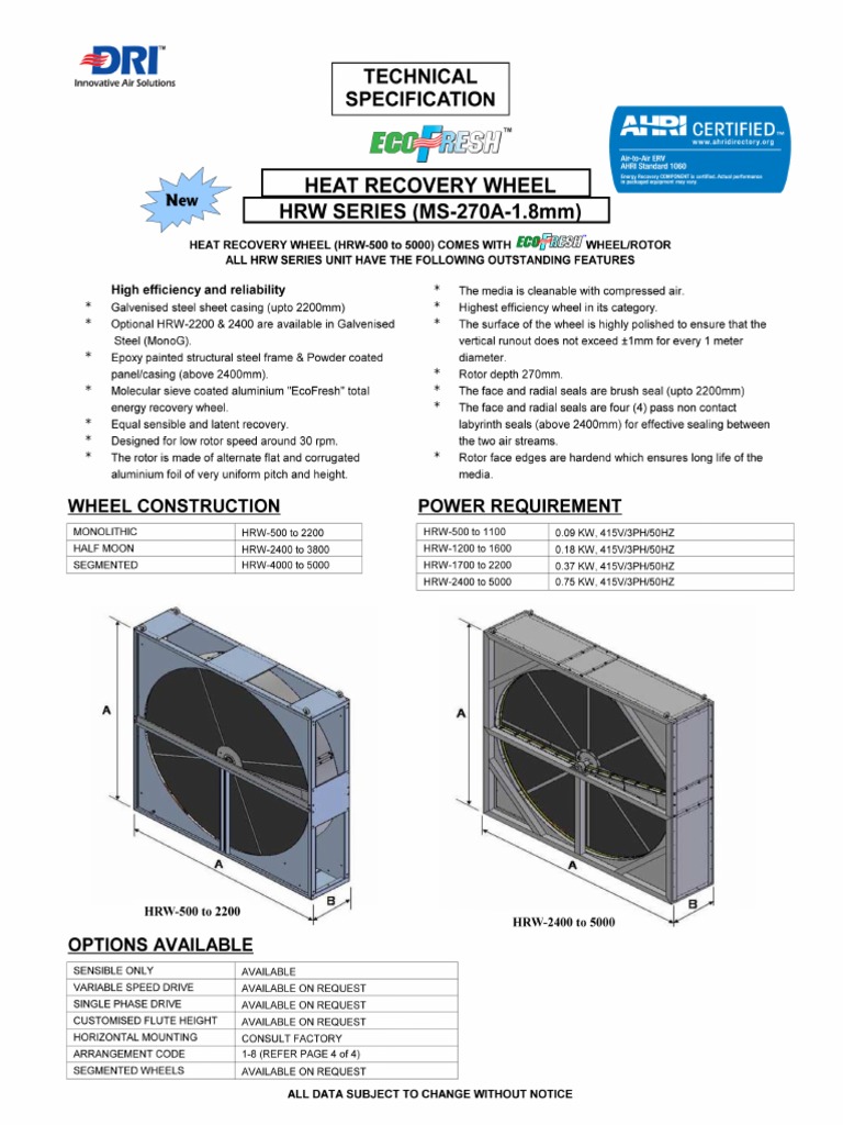 HRW MS 270A Tech. Specification - 1 | PDF