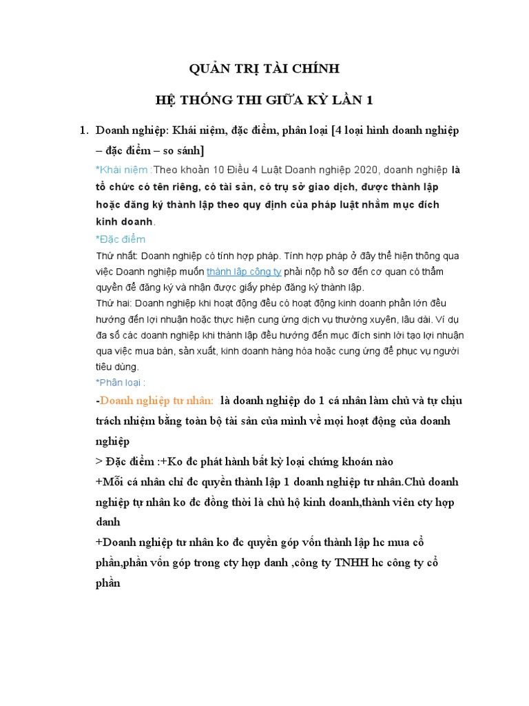 HỆ THỐNG ÔN TẬP QTTC CDIO - Bài KT số 1 | PDF