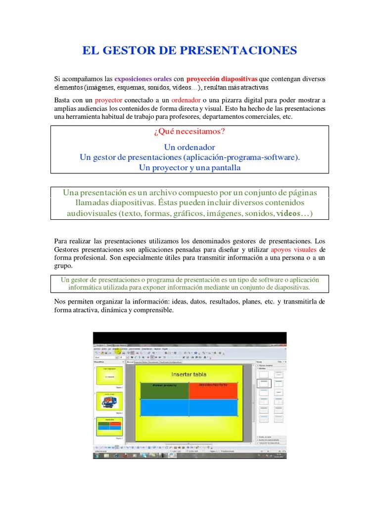 El Gestor de Presentaciones | PDF