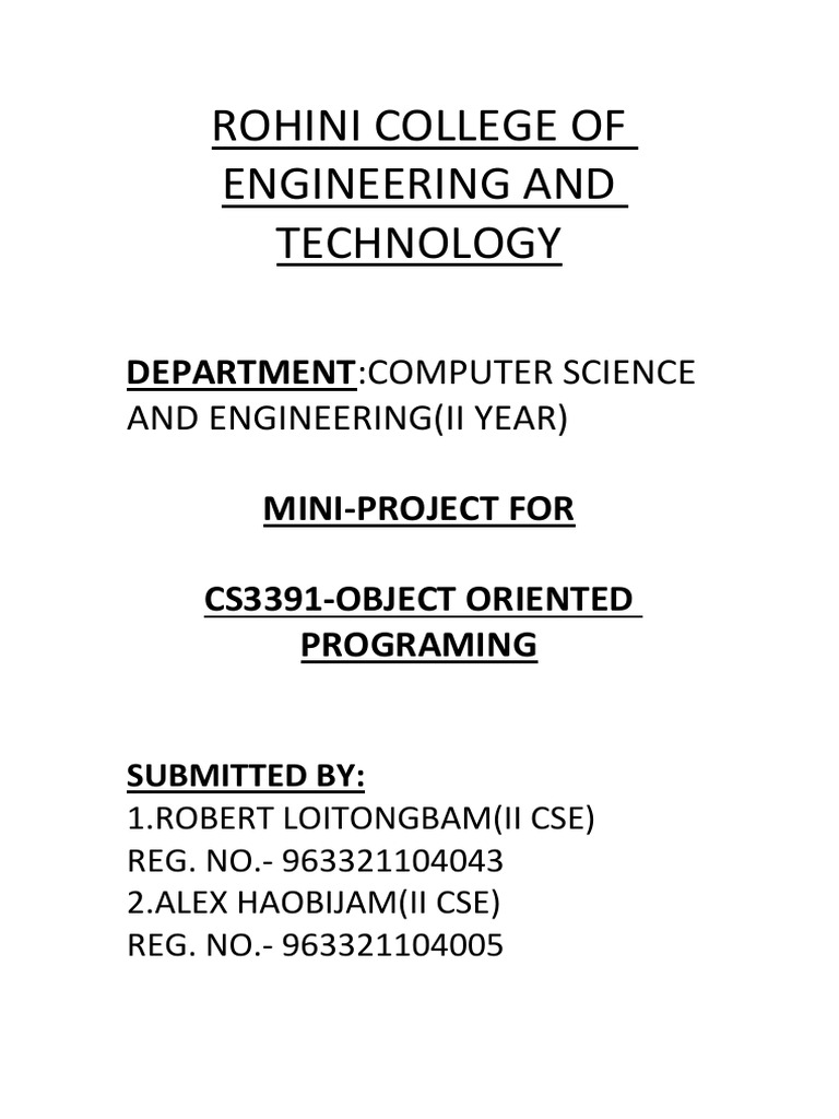 Welcome To Rohini College of Engineering and Techn | PDF | Engineering ...