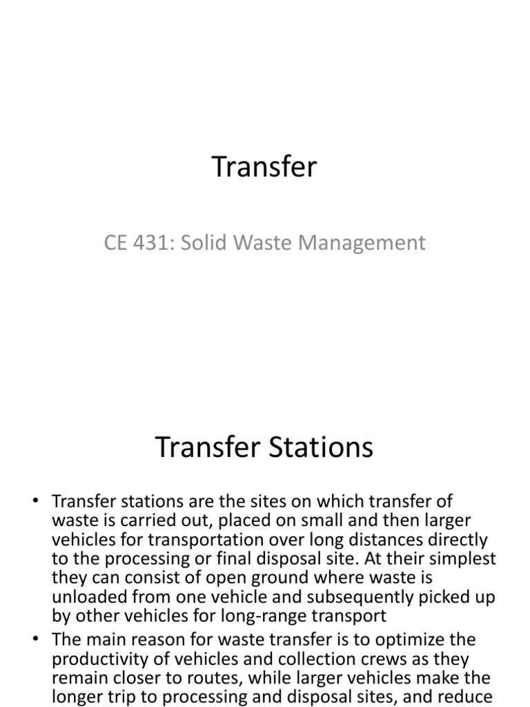Optimizing Waste Transfer Stations | PDF | Waste Management | Waste