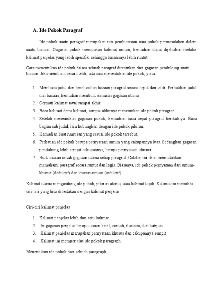 Ide Pokok Paragraf | PDF