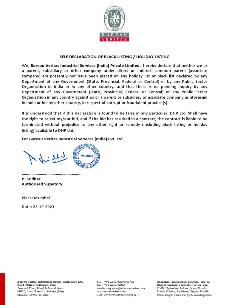 Declaration For - Holiday List | PDF | Business | Finance & Money ...