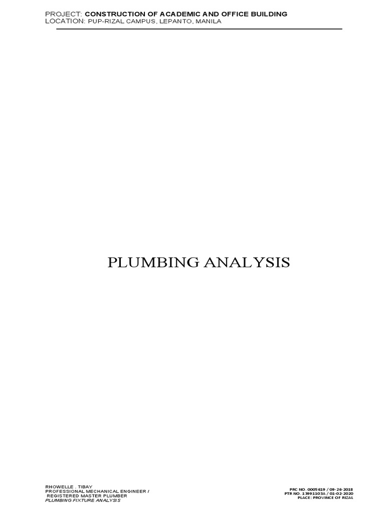 Plumbing Analysis - KPB | PDF | Toilet | Horsepower