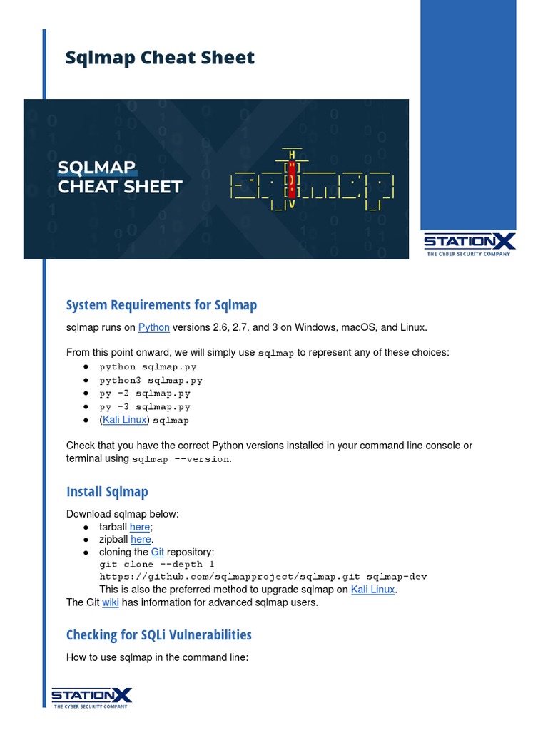 Sqlmap Cheat Sheet | PDF | Databases | Http Cookie