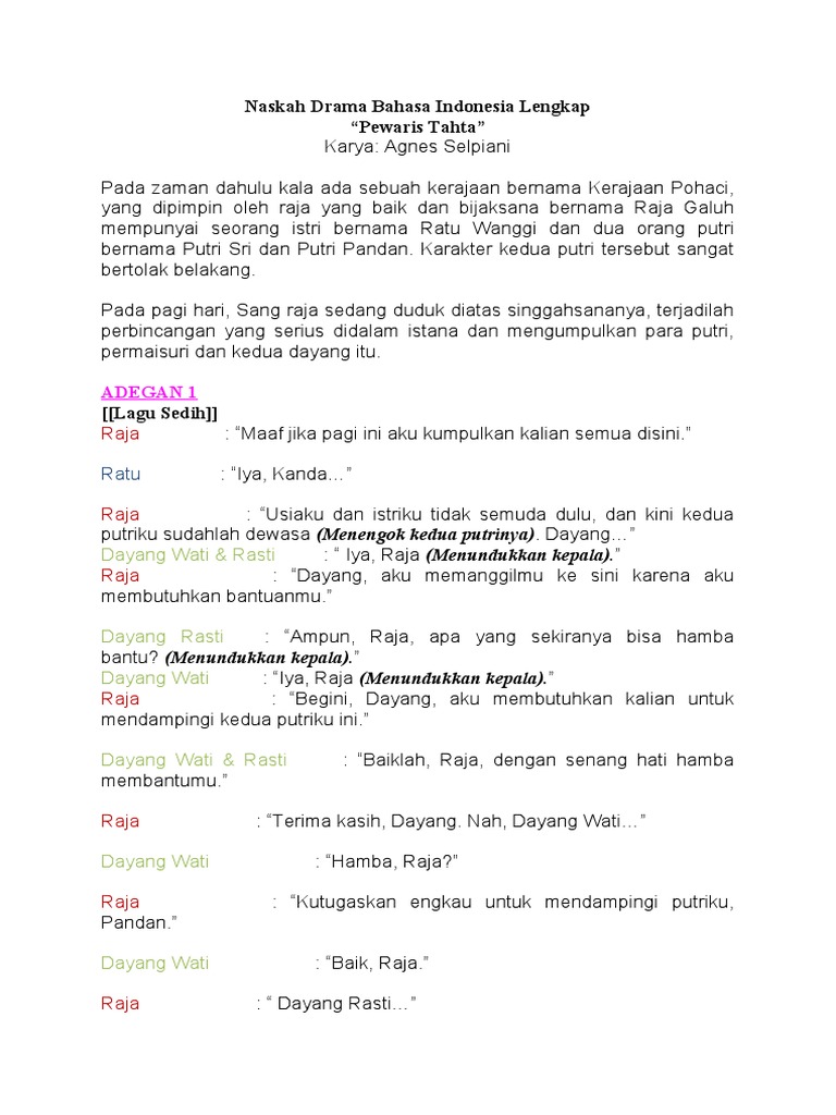 Naskah Drama Bahasa Indonesia Lengkap | PDF