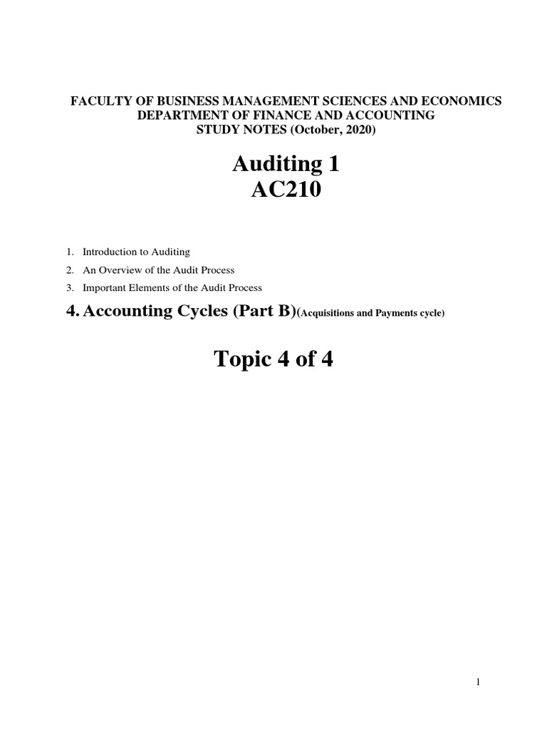 AC210 - 4b. Acquisitions and Payments Cycle Notes Oct2020main | PDF ...
