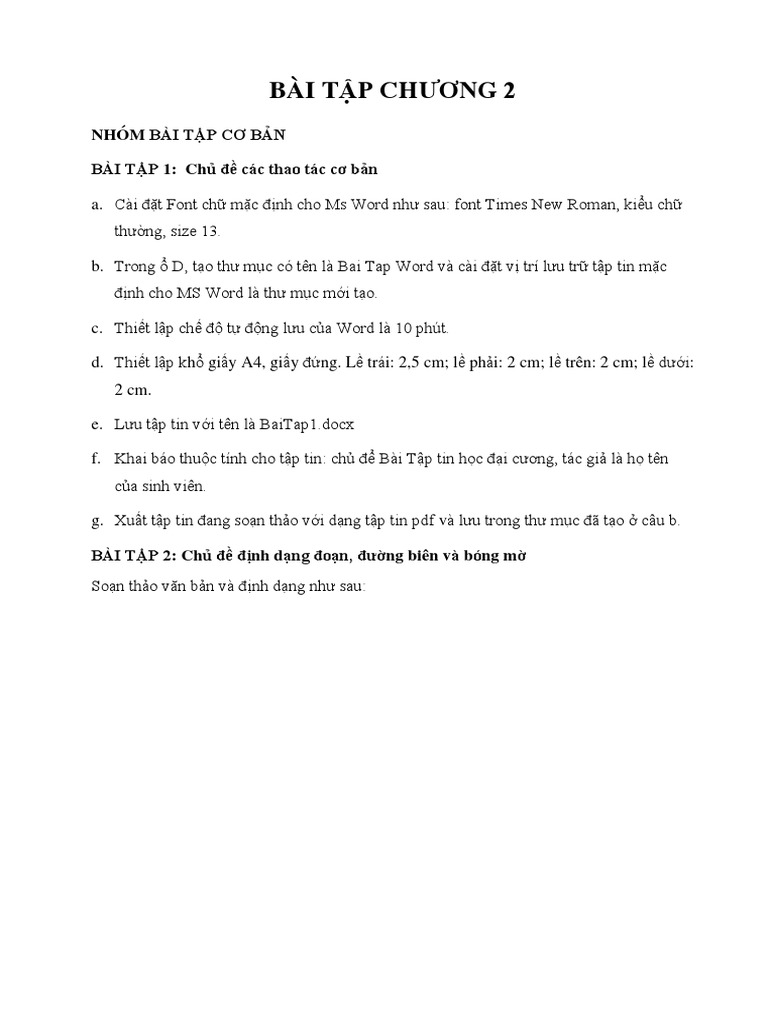 Baitap Ms Word | PDF