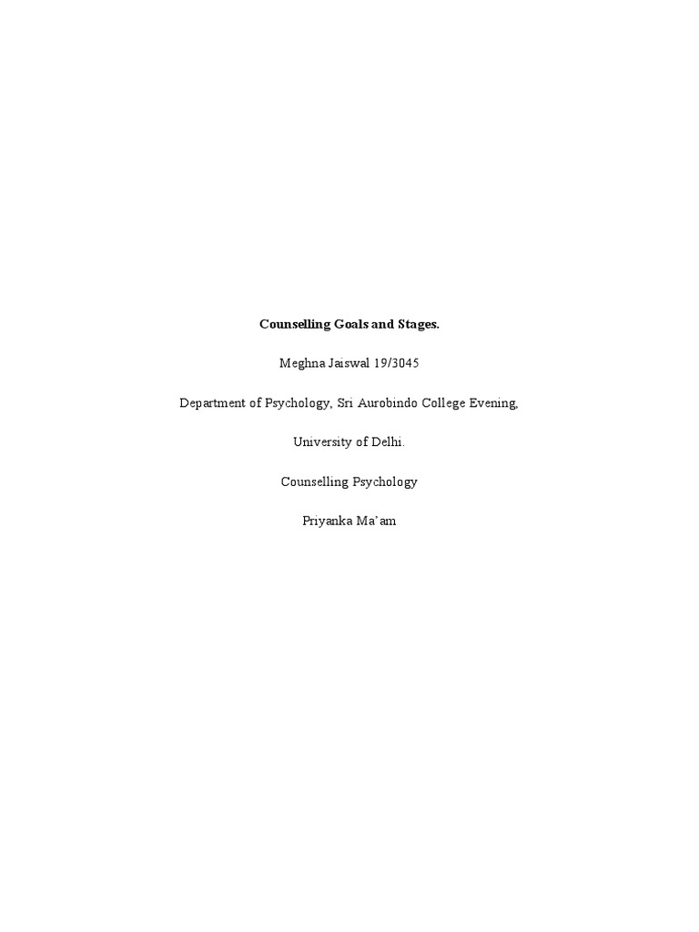 Key Goals of Counseling Psychology | PDF | Psychotherapy | Counseling ...