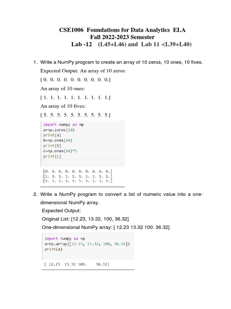 Harshitha Numpy | PDF | Matrix (Mathematics) | Array Data Structure Harshitha Numpy | PDF | Matrix (Mathematics) | Array Data Structure