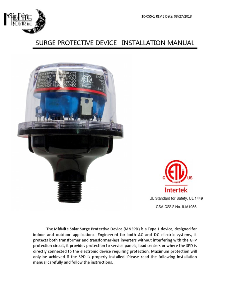 SPD Installation Manual | PDF