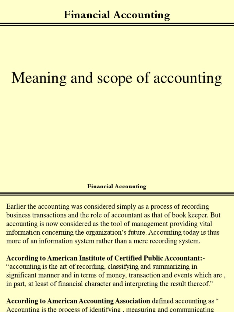 1.meaning and Scope of Accounting | PDF | Historical Cost | Financial ...