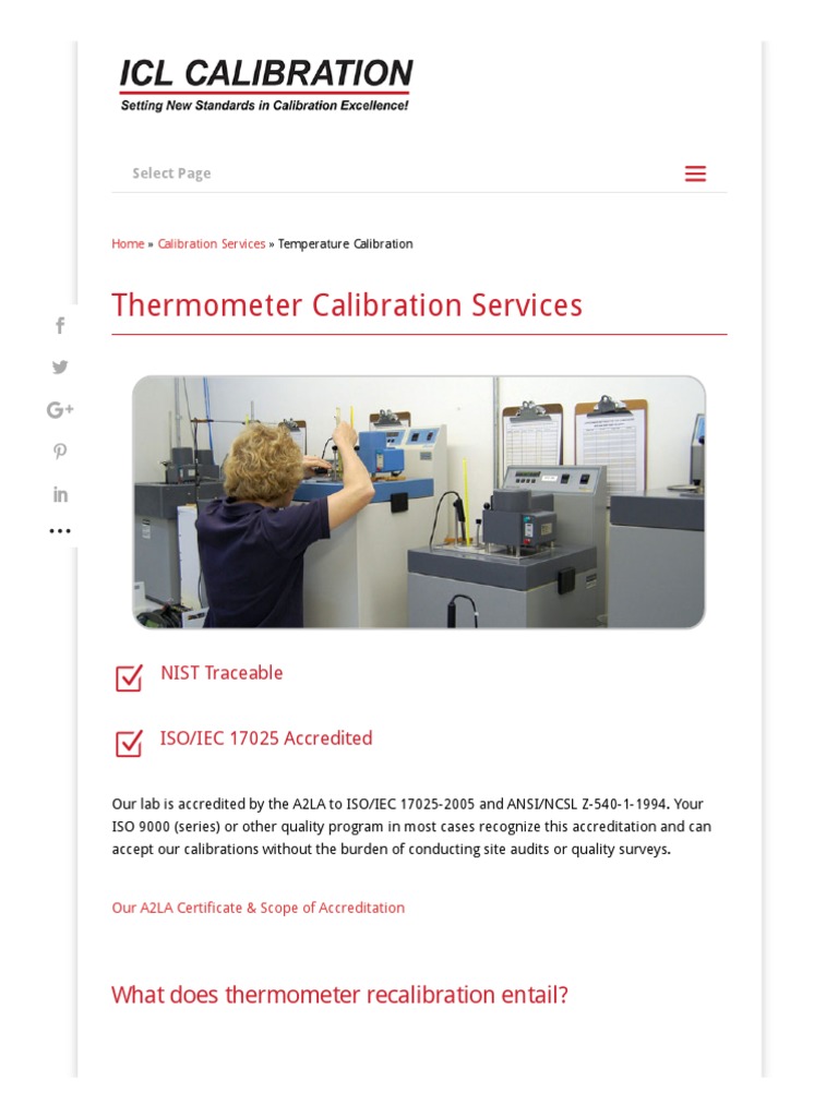 Temperature Calibration - ICL Calibration | PDF | Calibration | Thermometer