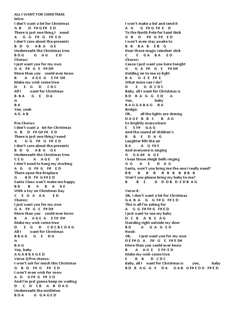 All I Want for Christmas Lyrics | PDF | Song Structure | Santa Claus