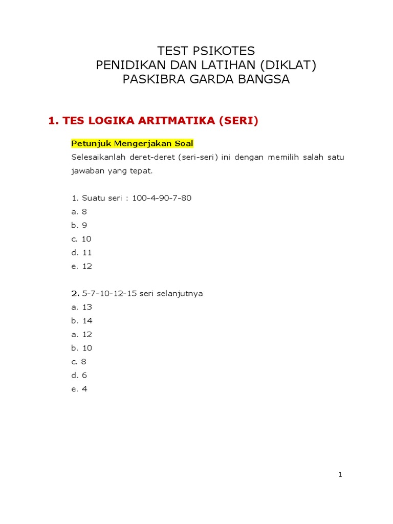 Adoc - Pub Download Soal Psikotes Dan Pembahasannya 1 Tes Log | PDF