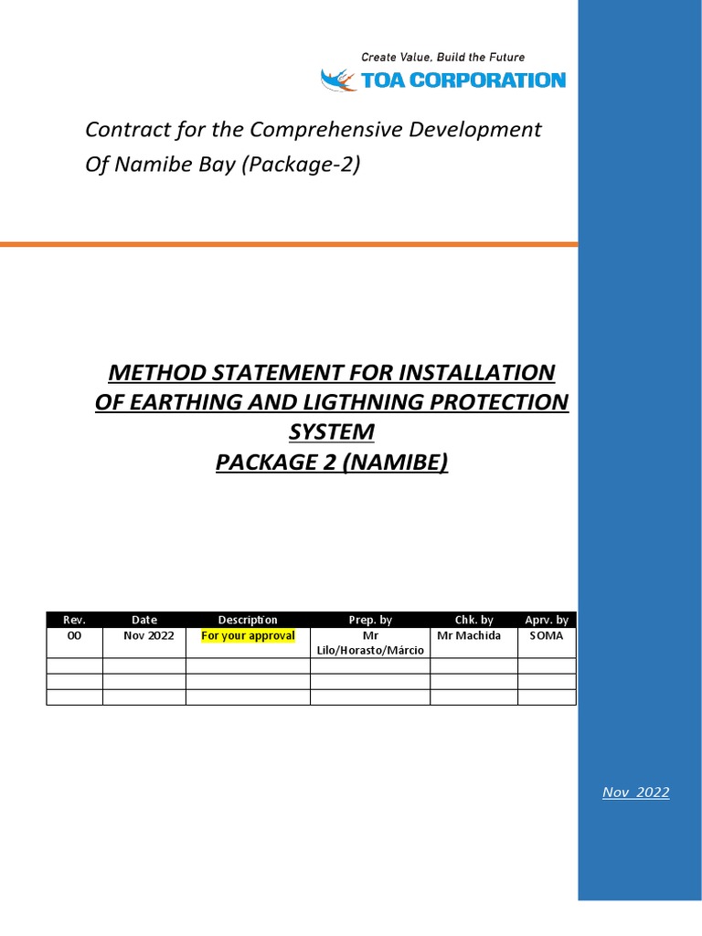 Method Statement for Earthing and Lightning Installation Package 2 ...