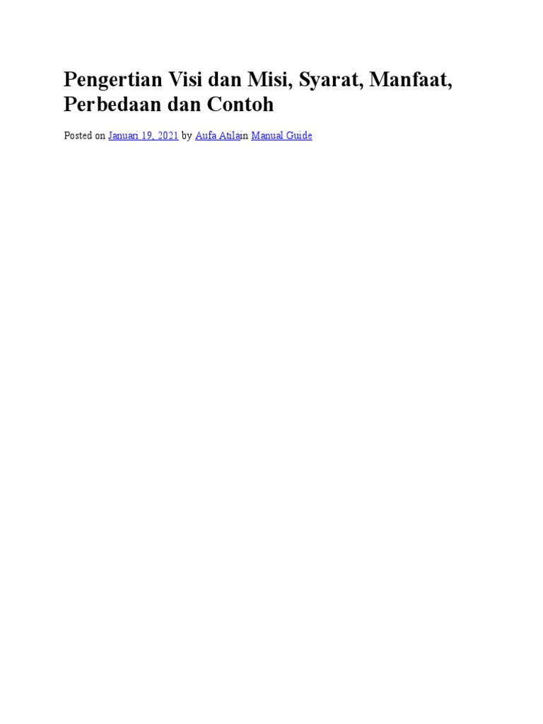 Pengertian Visi Dan Misi | PDF