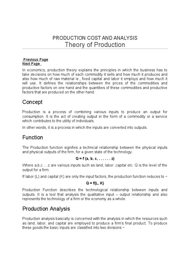 TOPIC 3 - Production Cost Ans Cost Analysis | PDF | Long Run And Short Run | Production Function