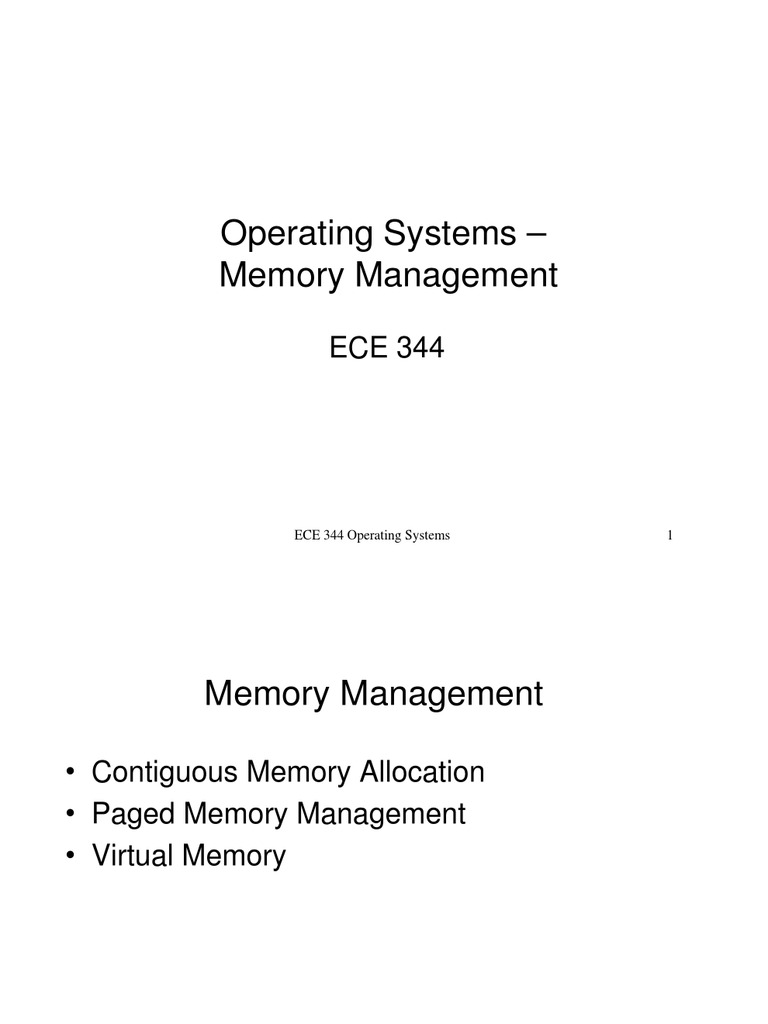 Operating Systems Memory Management Pdf Operating System