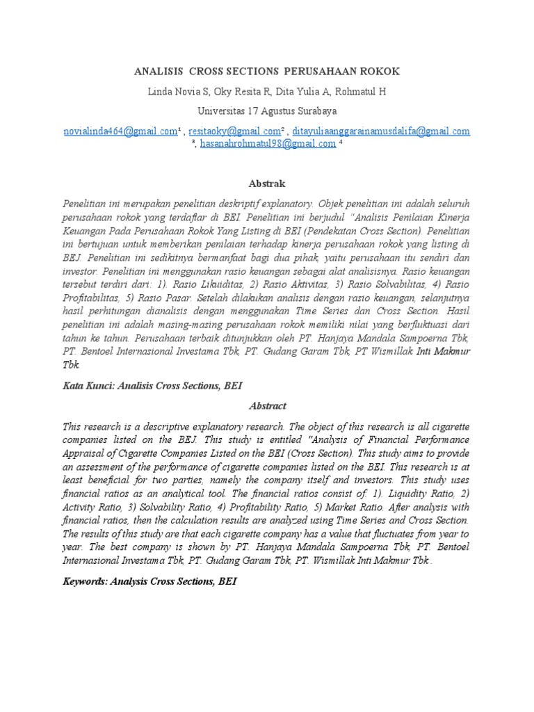 Analisis Cross Sections Perusahaan Rokok | PDF