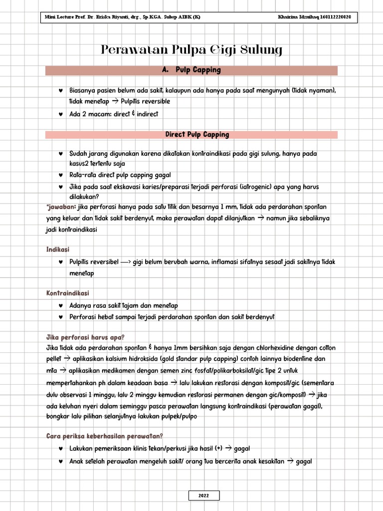 Perawatan Pulpa Gigi Sulung - Khairina Idznihaq | PDF