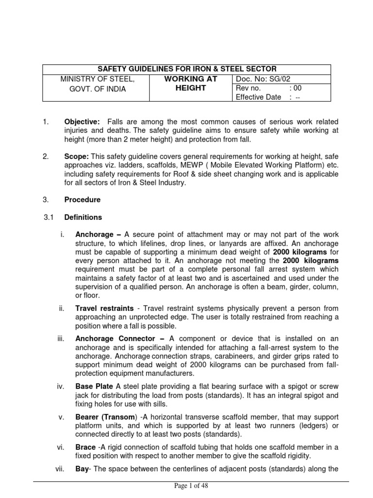 SG-02 Safety Guideline For Working at Height | PDF | Scaffolding