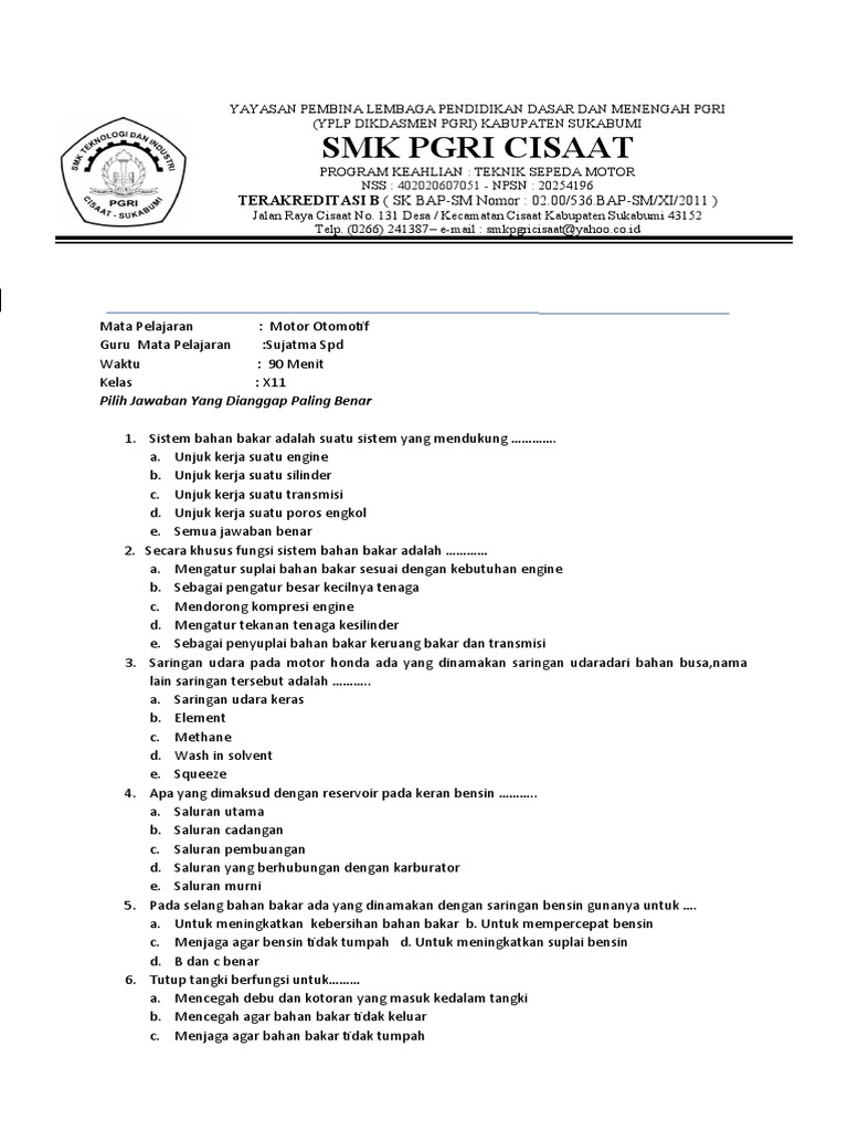Soal Uas Kelas X11 | PDF