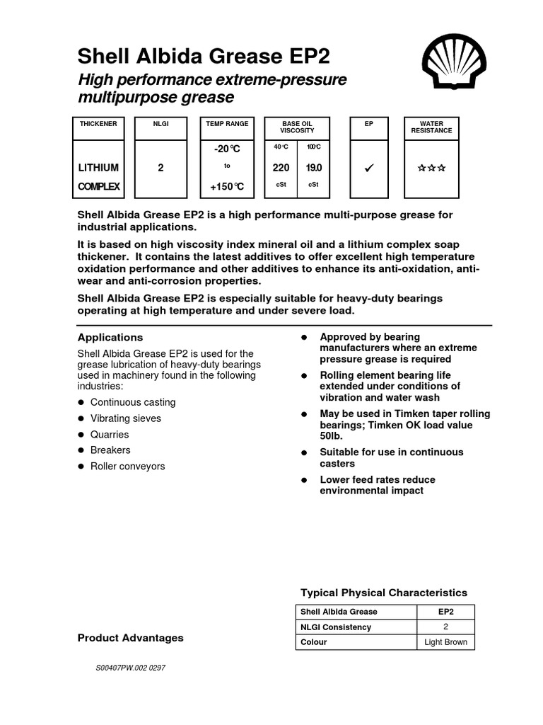 Shell Albida EP 2 Grease | PDF | Bearing (Mechanical) | Viscosity