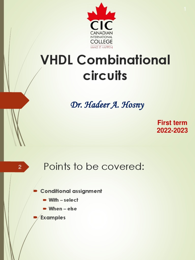 Lec 3 (VHDL For Combinational Circuits) | PDF | Vhdl | Computer Science