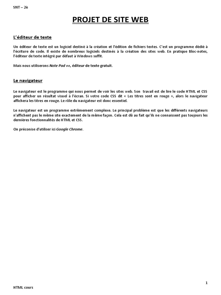 Projet HTML | Descargar gratis PDF | Html | Internet