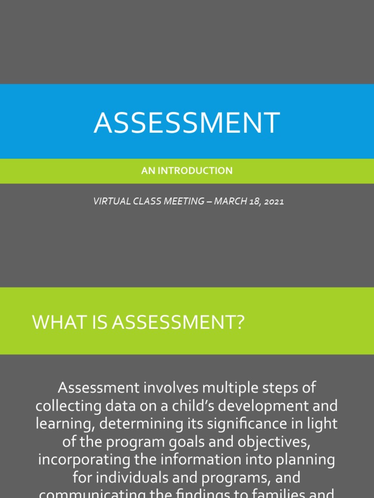 3p-Introduction To Assessment | PDF | Educational Assessment | Learning