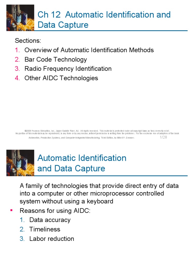 Automatic Identification and Data Capture | PDF | Radio Frequency Identification | Barcode