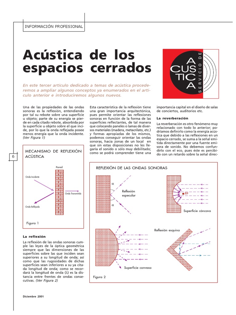 Información sobre conceptos clave de la acústica de espacios cerrados | PDF | Reflexión (Física ...