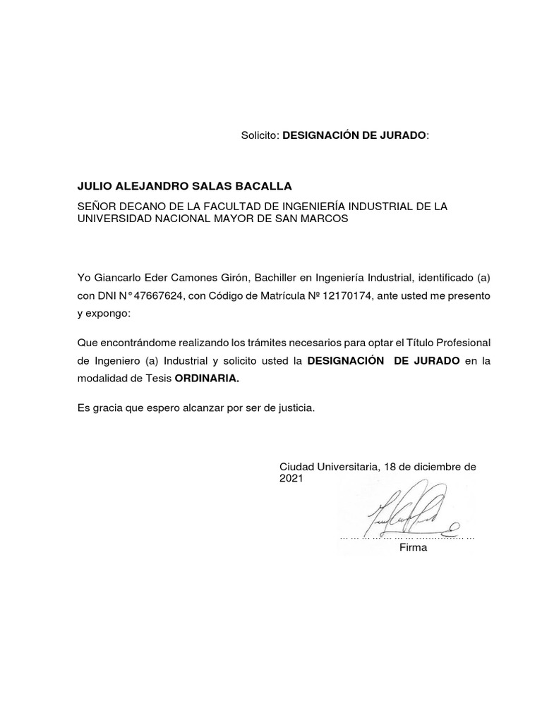 Solicitud - Designacion de Jurado | PDF