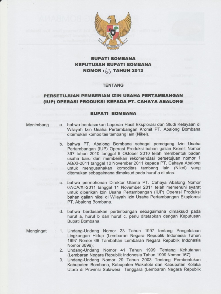 IUP PT Cahaya Abalong | PDF