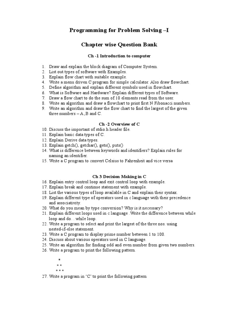 Pps Q Bank Pdf Graphical User Interfaces Pointer Computer Programming 4172