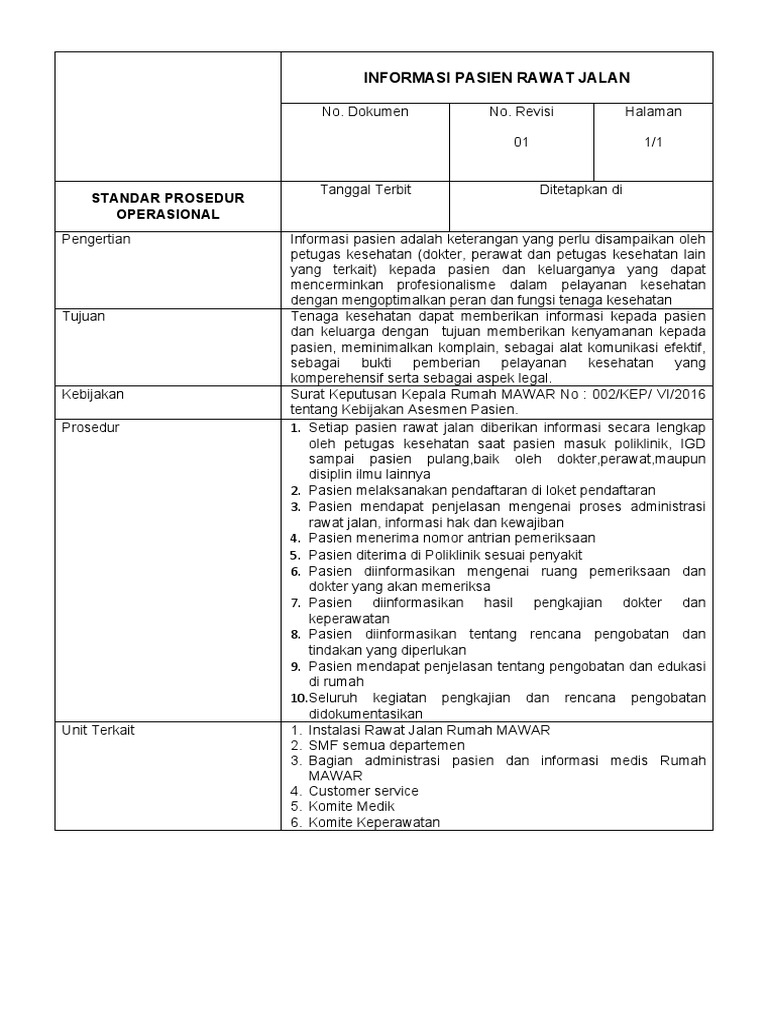 AP. 1 SPO Informasi Rawat Jalan | PDF