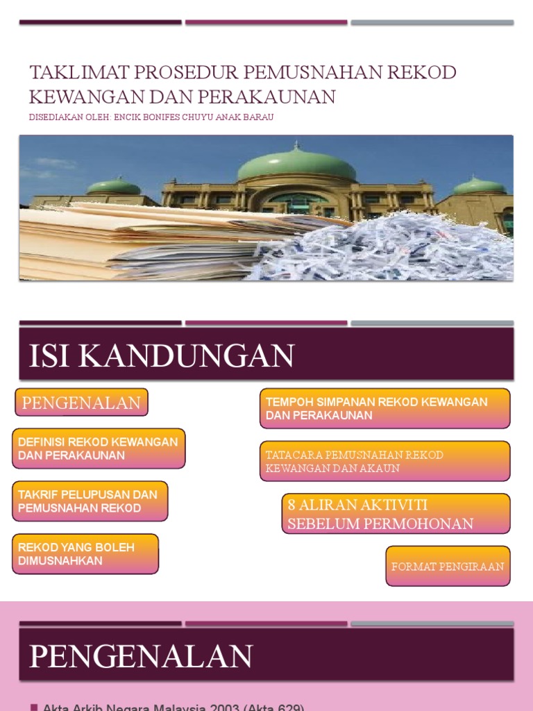 Taklimat Prosedur Pemusnahan Rekod Kewangan Dan Perakaunan | PDF