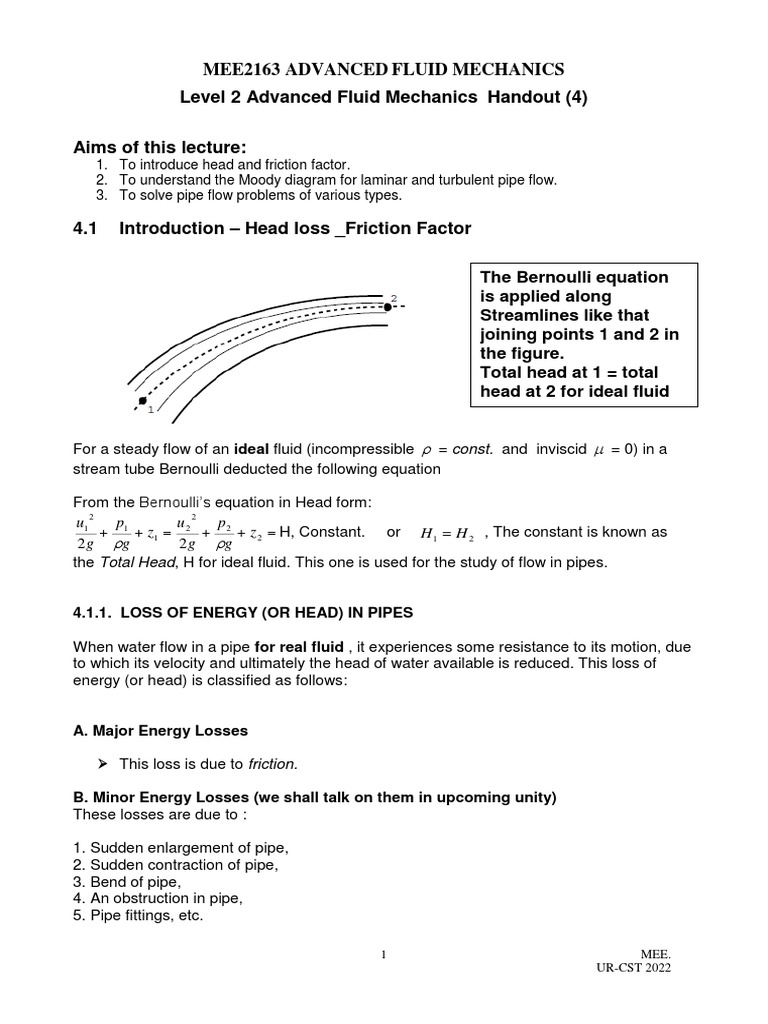 H4 Head Loss - Friction Factor4 | PDF | Fluid Dynamics | Turbulence