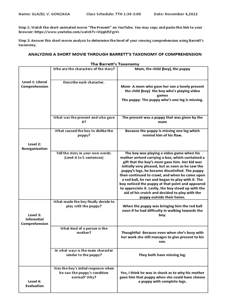 Levels of Viewing Comprehension | PDF