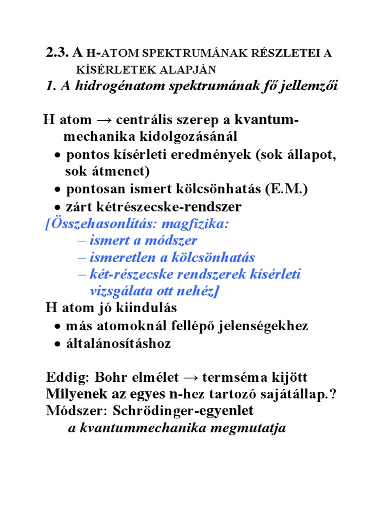 Adoc - Pub H Atom Centralis Szerep A Kvantummechanika | PDF