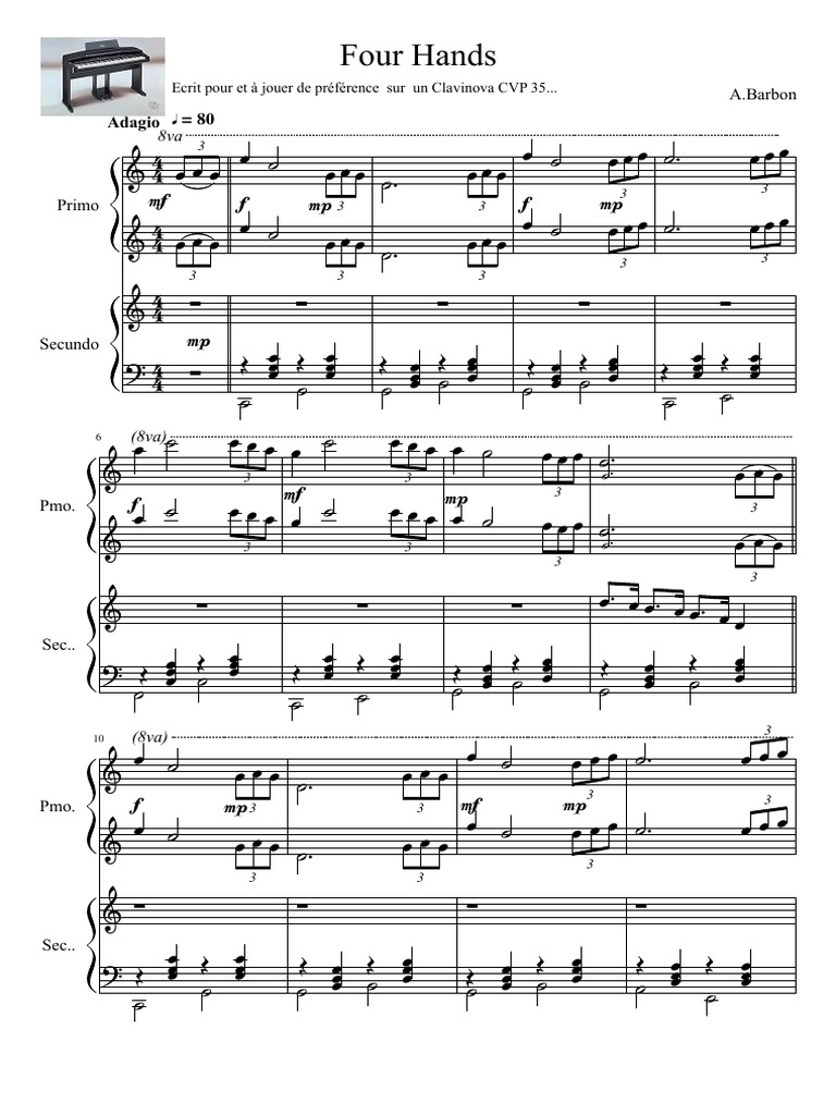 Four Hands Easy Quatre Mains Facile by A.Barbon | PDF