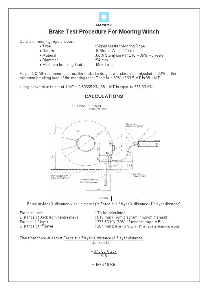Brake Test Procedure - (1300mm Drum) | PDF | Science & Mathematics ...