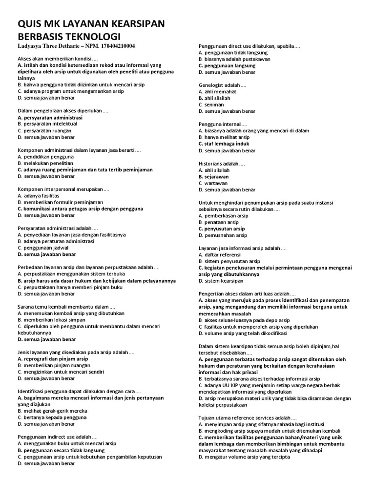 Ladyasya Three Detharie Quis MK Layanan Kearsipan Berbasis Teknologi | PDF