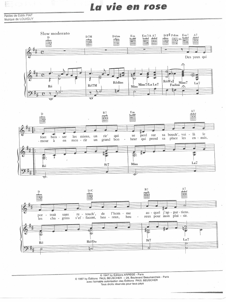 Piaf Edith - La Vie en Rose | PDF