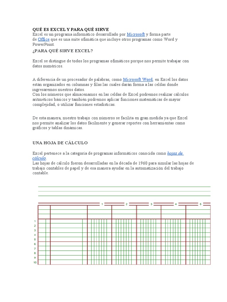 Qué Es Excel y para Qué Sirve | PDF | Microsoft Excel | Hoja de cálculo