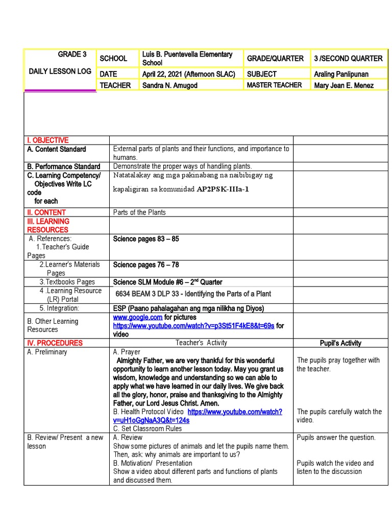 COT AP March 2021 2 | PDF | Flowers | Learning