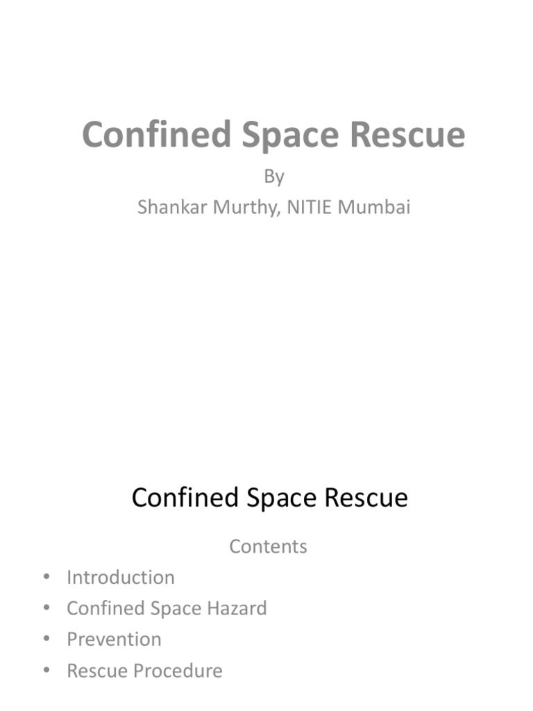 Confined Space Rescue Pdf Personal Protective Equipment Oxygen